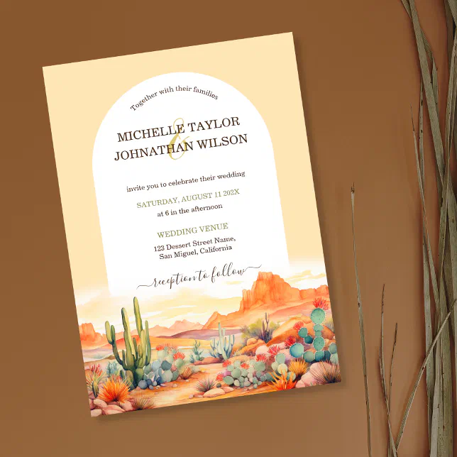Western Canyon Mexican Cactus Desert Boho Invitation | Zazzle
