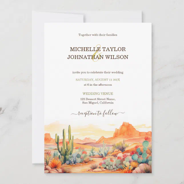 Western Canyon Mexican Cactus Desert California Invitation | Zazzle