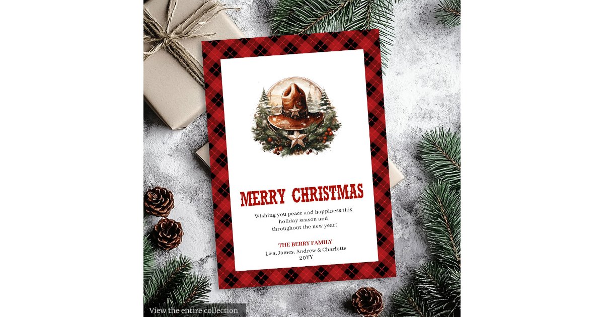 Western Christmas card with sheriff badge art | Zazzle
