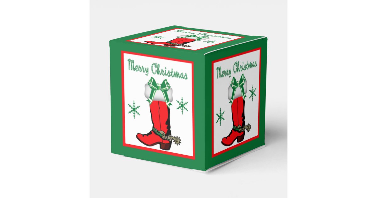 Western Christmas Cowboy Boot Gift or Favor Box | Zazzle