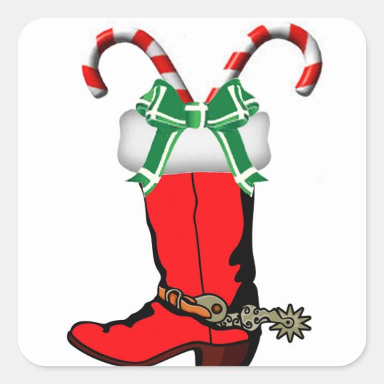 Western Christmas Cowboy Boot Stickers | Zazzle.com