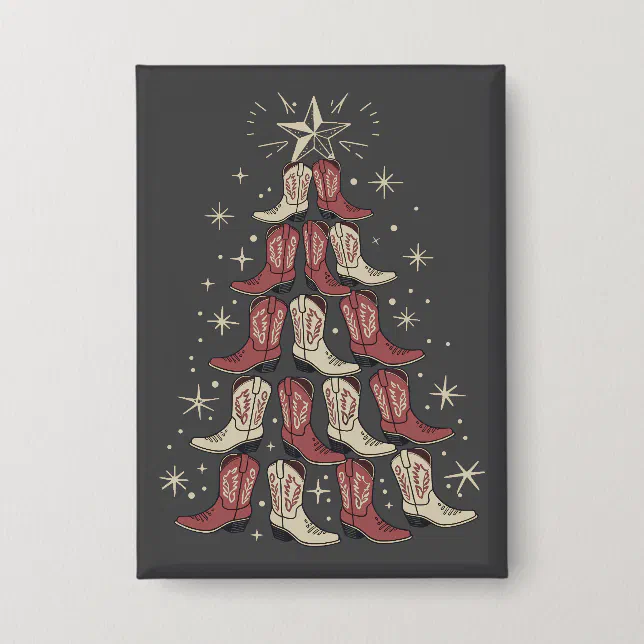 Western Christmas Cowboy Boot Tree Cowgirl Boots Button | Zazzle