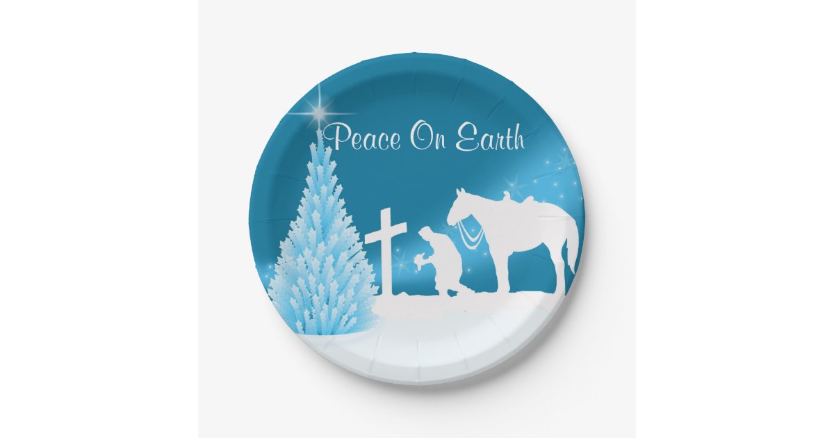 Western Christmas Cowboy Praying Plates | Zazzle