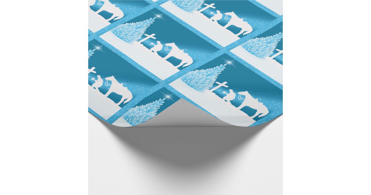 Western Christmas Cowboy Praying Wrapping Paper | Zazzle