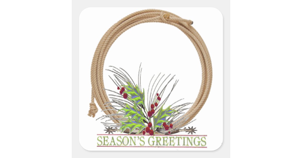 Western Christmas Cowboy Rope Wreath Stickers | Zazzle