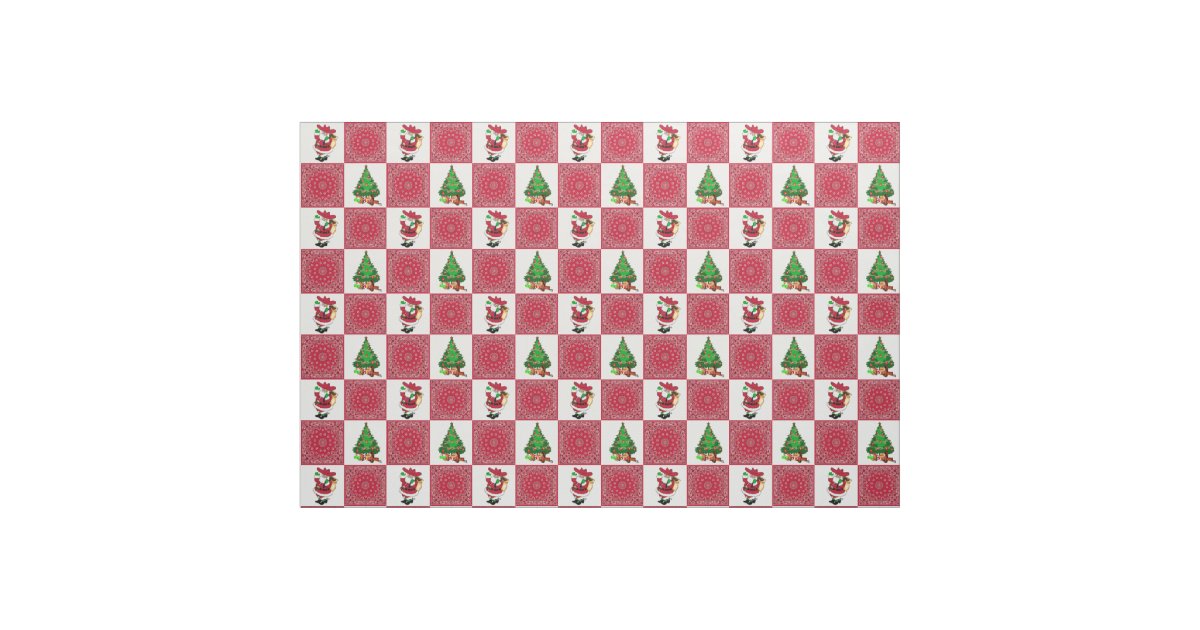 Western Christmas Cowboy Santa and Red Bandana Fabric | Zazzle