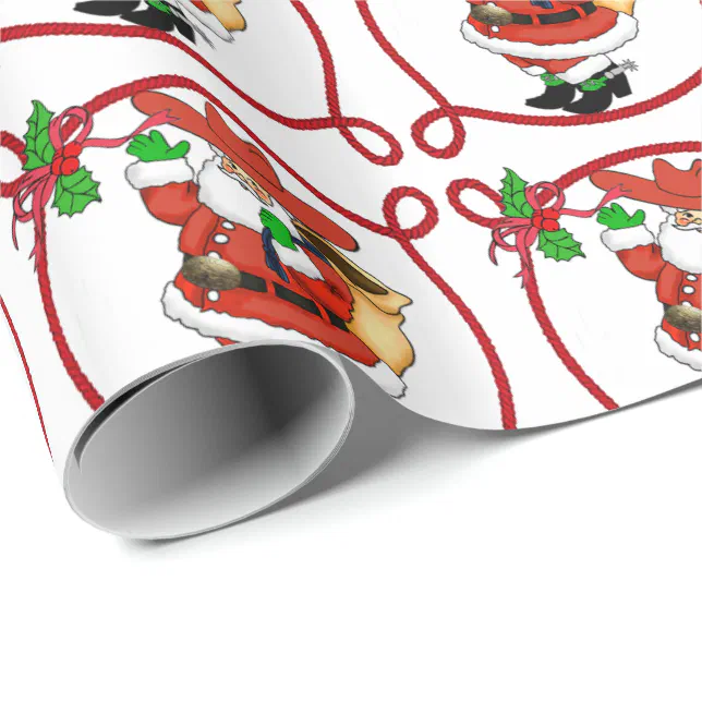 Western Christmas Cowboy Santa Wrapping Paper | Zazzle