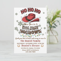 Western Christmas Hat Hoedown Party Invitation | Zazzle