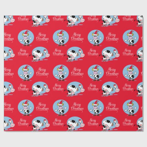 Western Christmas Santa Cows Wrapping Paper | Zazzle