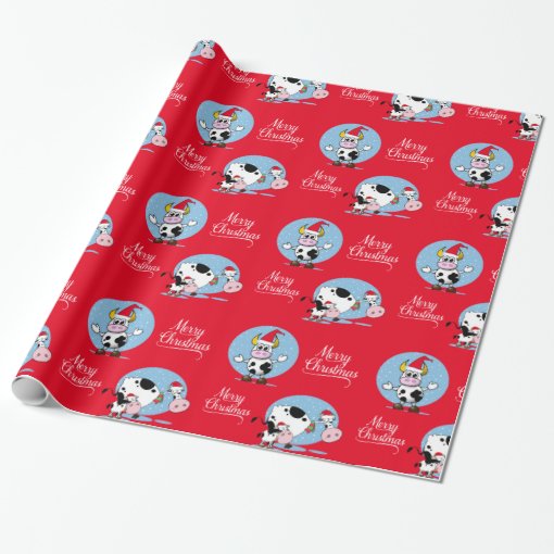 Western Christmas Santa Cows Wrapping Paper | Zazzle