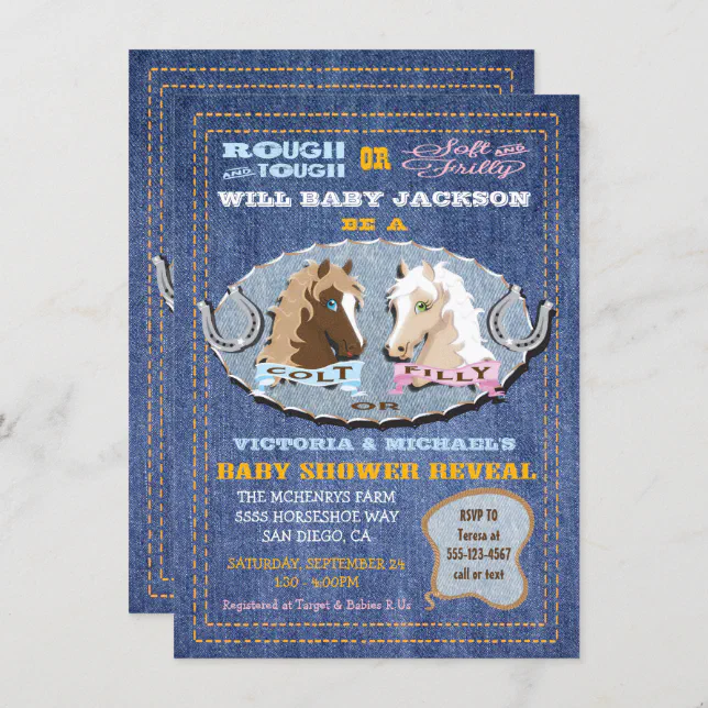 Western Colt or Filly Gender Reveal Baby Shower Invitation | Zazzle