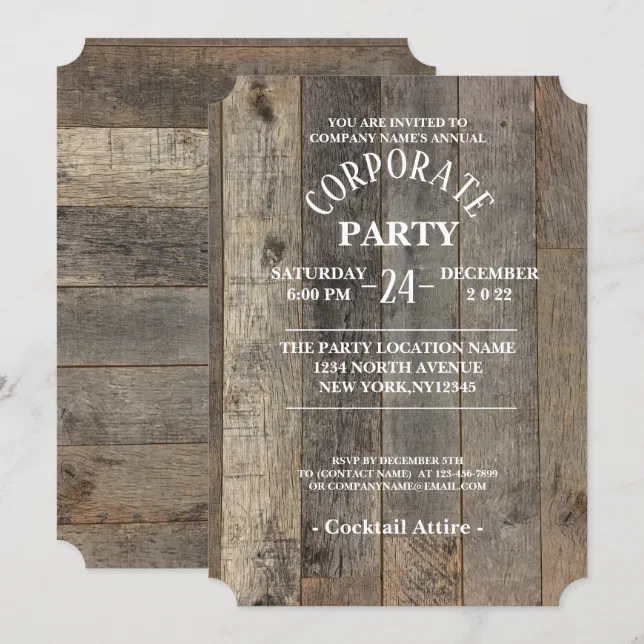 western country barn wood rustic Corporate Party Invitation | Zazzle