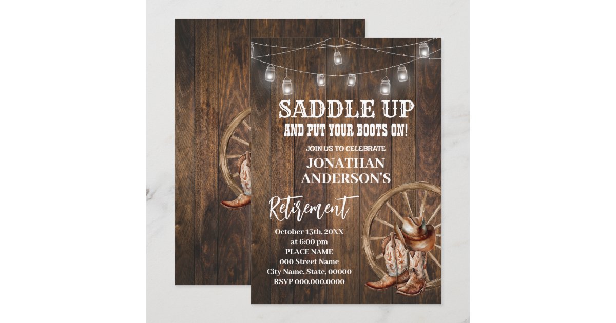 Western Country Boots Retirement Celebration Invitation | Zazzle