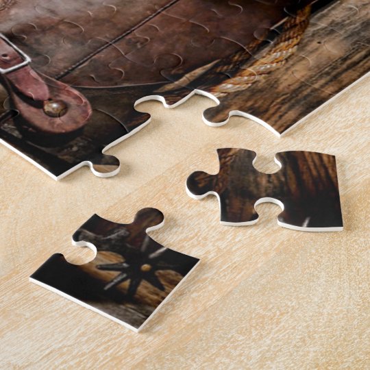 western country brown barn wood cowboy boots jigsaw puzzle | Zazzle.com