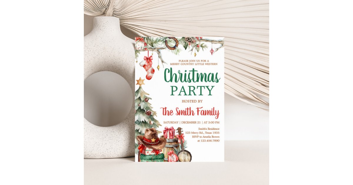 Western Country Christmas Party Invitation | Zazzle