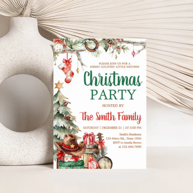 Western Country Christmas Party Invitation | Zazzle