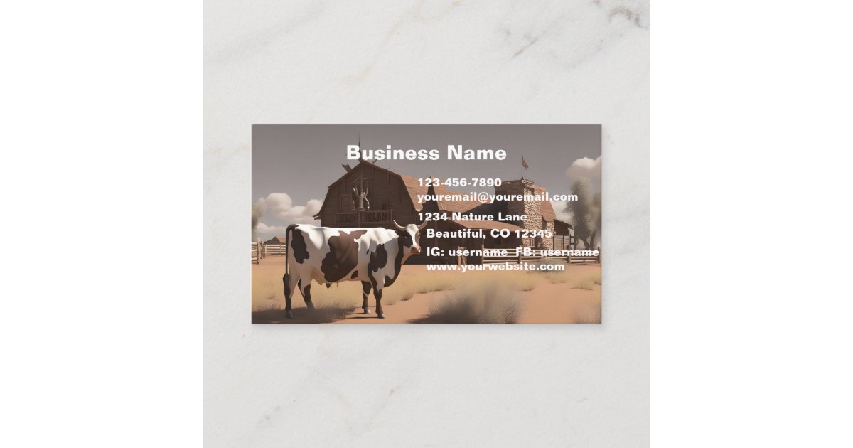 Western Country Cow Bull Business Card | Zazzle