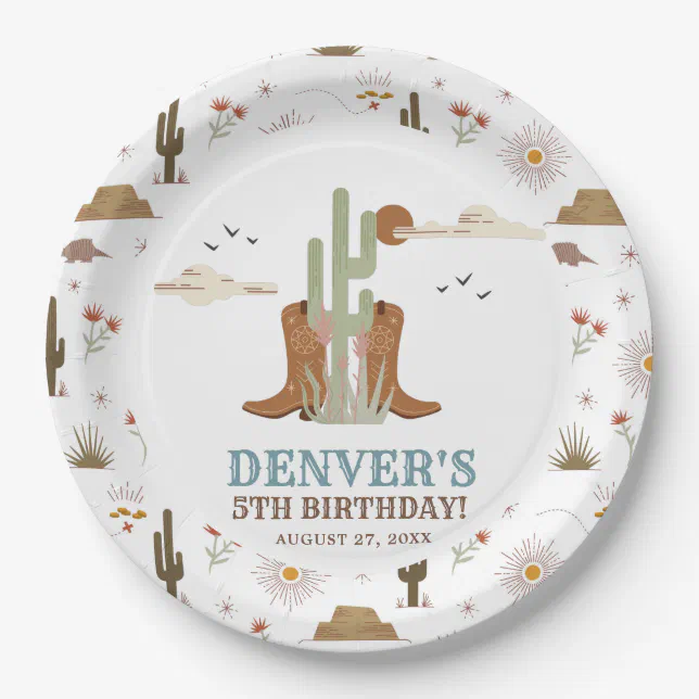 Western Country Cowboy Rodeo Birthday Party Paper Plates | Zazzle