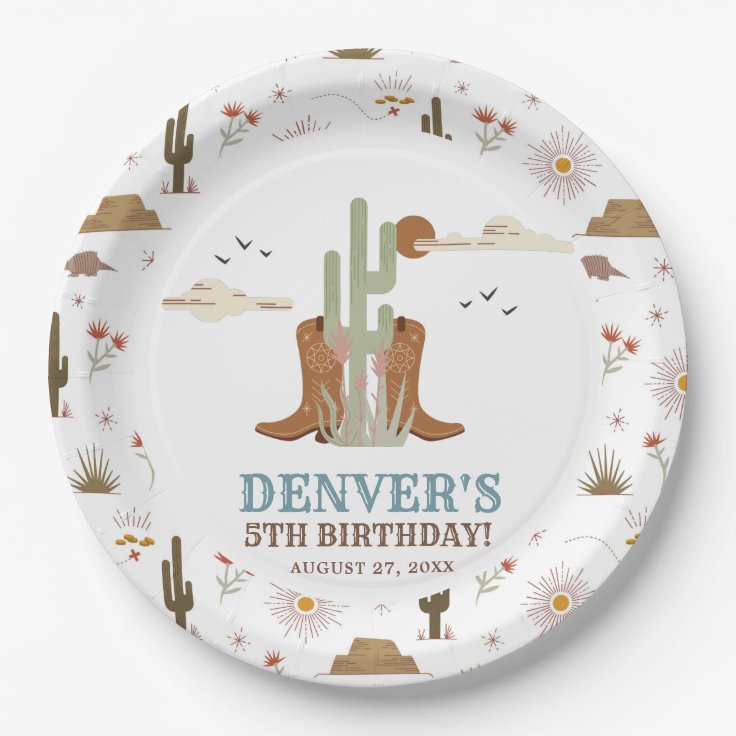 Western Country Cowboy Rodeo Birthday Party Paper Plates | Zazzle