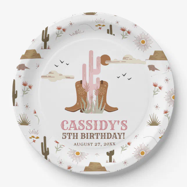 Western Country Cowgirl Rodeo Birthday Party Paper Plates | Zazzle