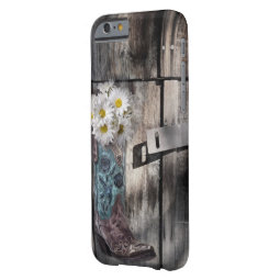 Western country daisy barn wood cowboy boot Case-Mate iPhone case | Zazzle