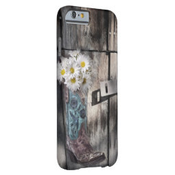 Western country daisy barn wood cowboy boot Case-Mate iPhone case | Zazzle