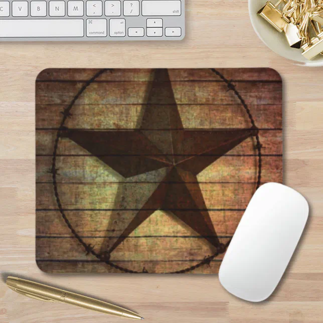 Western Country Primitive Barn Wood Texas Star Mouse Pad | Zazzle