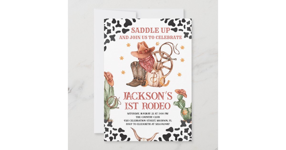 Western Cowboy 1st Rodeo Birthday Party Invitation | Zazzle