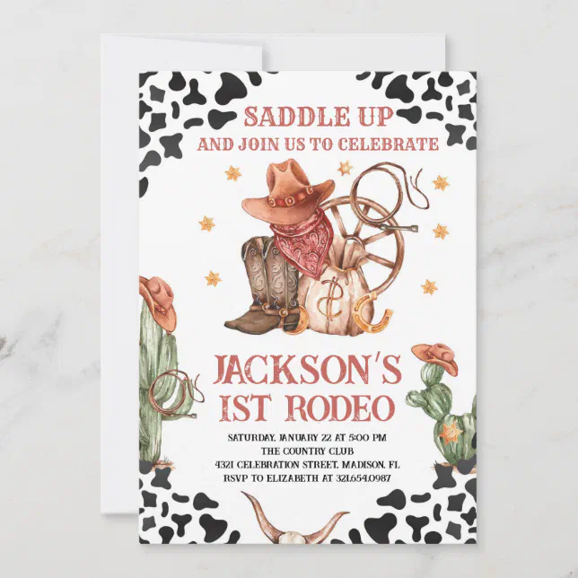 Western Cowboy 1st Rodeo Birthday Party Invitation | Zazzle