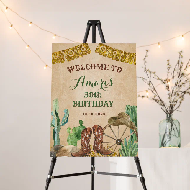 Western cowboy adult birthday Welcome Sign | Zazzle
