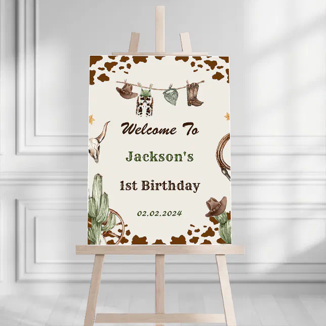 Western Cowboy Birthday Party Napkins Welcome Sign | Zazzle