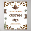 Western Cowboy Birthday Party Table Sign | Zazzle