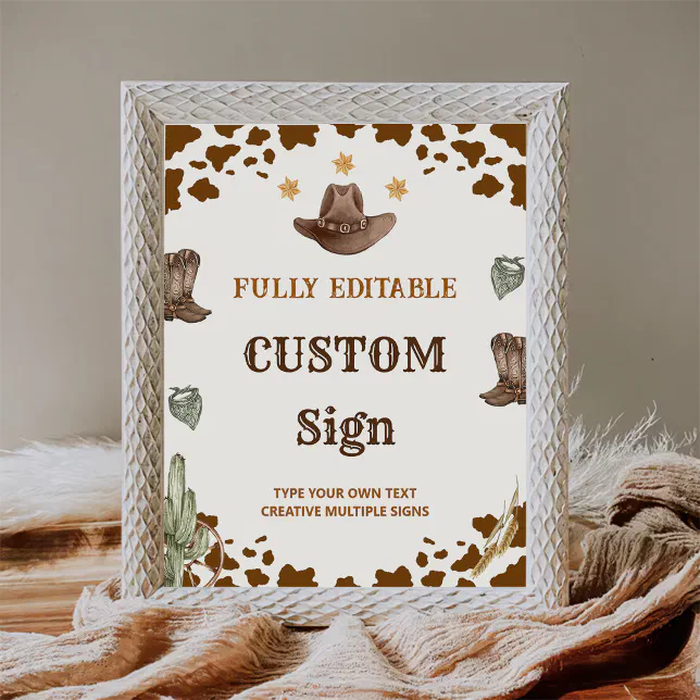 Western Cowboy Birthday Party Table Sign | Zazzle