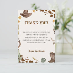 Western Cowboy Birthday Party Thank You Card | Zazzle