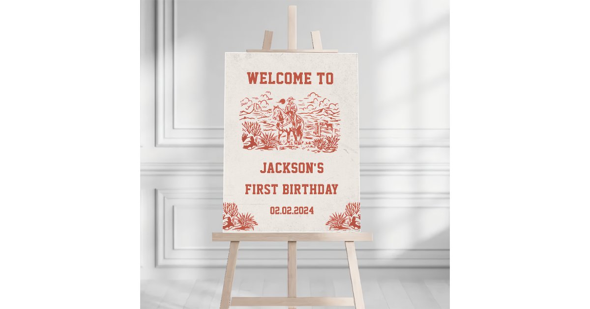 Western Cowboy Birthday Party Welcome Sign | Zazzle