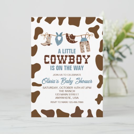Western Cowboy Blue Plaid Baby Shower Invitation | Zazzle