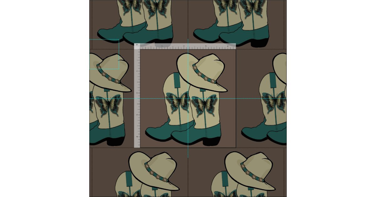 Western Cowboy Boot And Cowboy Hat Butterfly Fabric | Zazzle
