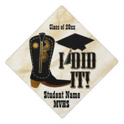 Western Cowboy Boot - Graduation Graduation Cap Topper | Zazzle