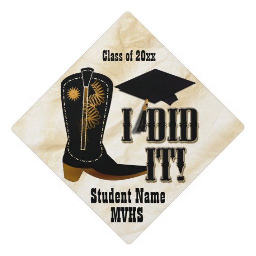 Western Cowboy Boot - Graduation Graduation Cap Topper | Zazzle