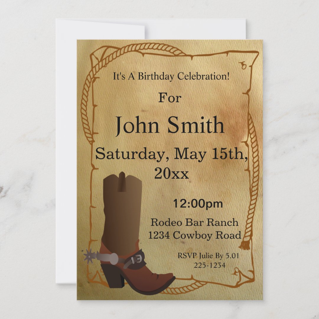 Western Cowboy Boot Invitation | Zazzle