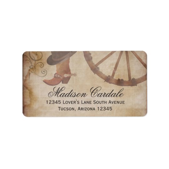Western Cowboy Boots Wagon Wheel Address Labels | Zazzle.com
