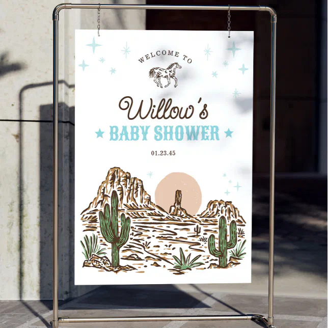 Western Cowboy Boy Baby Shower Welcome Sign | Zazzle