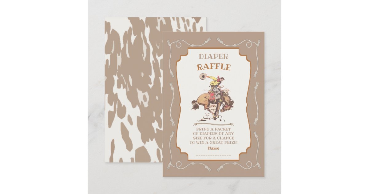 Western Cowboy Bucking Bronco Diaper Raffle Invitation | Zazzle