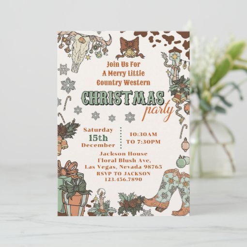 Western Cowboy Christmas Party Invitation | Zazzle