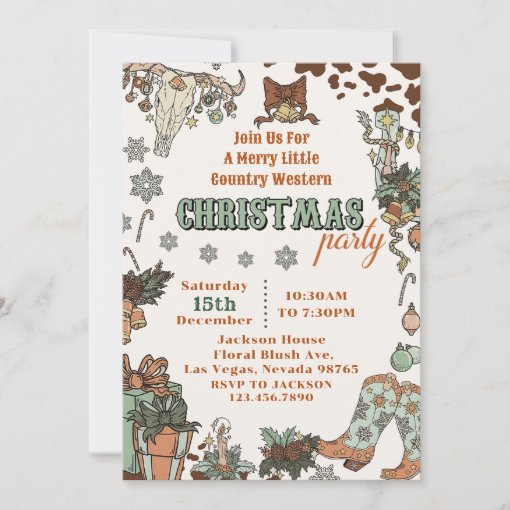 Western Cowboy Christmas Party Invitation | Zazzle