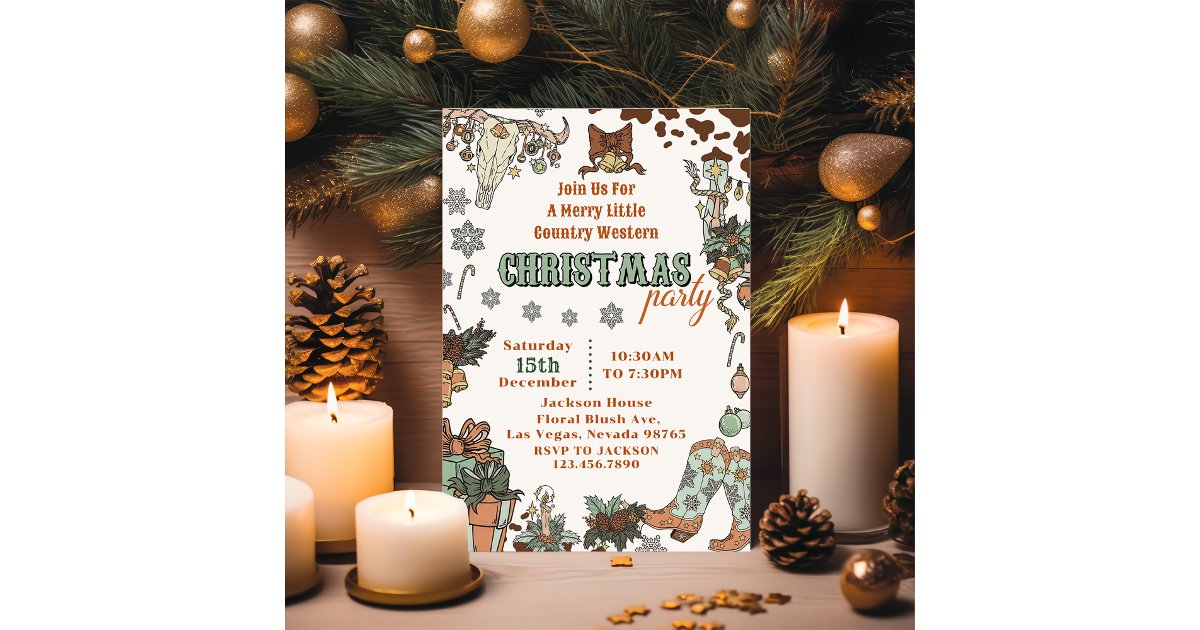 Western Cowboy Christmas Party Invitation | Zazzle