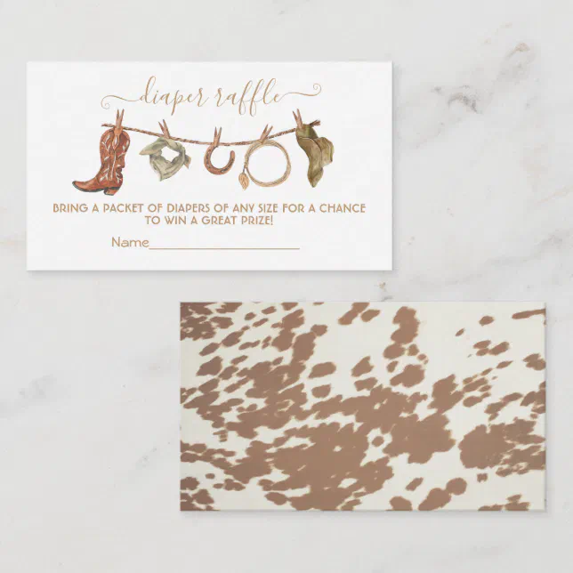 Western Cowboy clothesline Diaper Raffle card | Zazzle