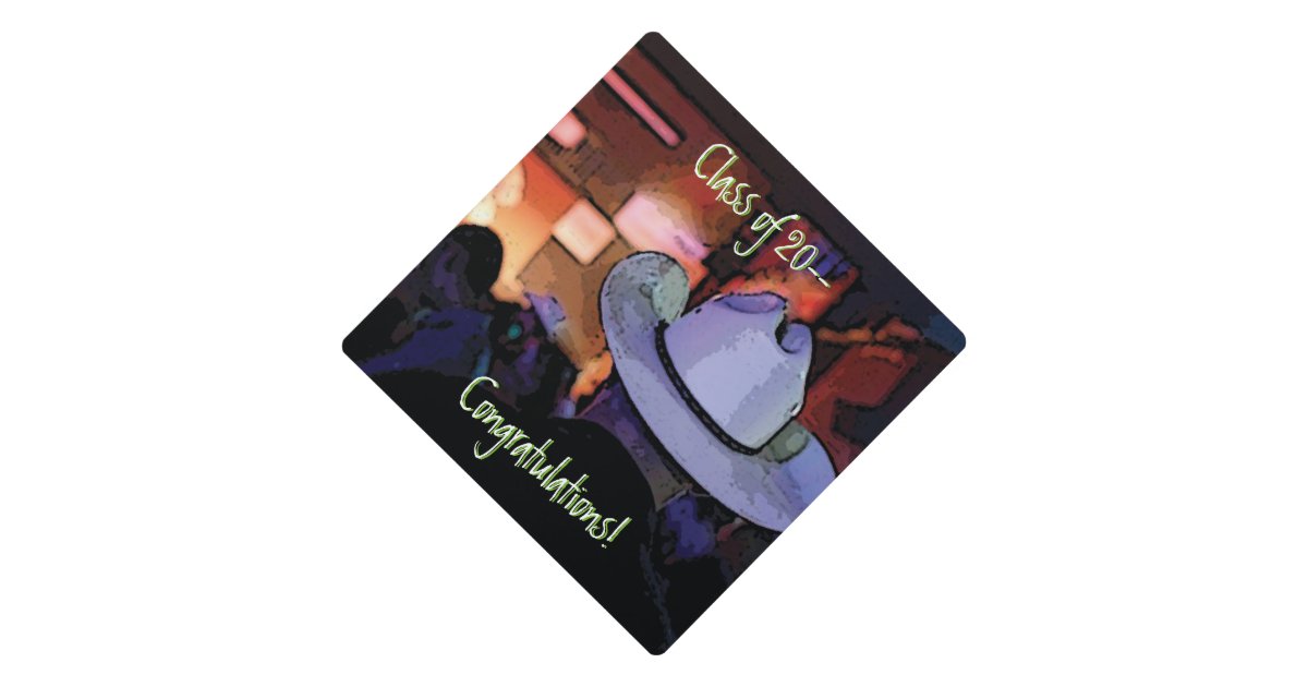 Western Cowboy Country Music Night Club Graduation Cap Topper | Zazzle