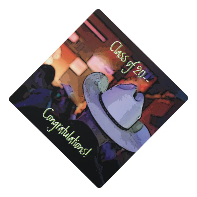 Western Cowboy Country Music Night Club Graduation Cap Topper | Zazzle