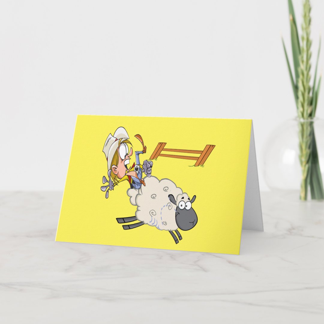 Western Cowboy Cowgirl Rodeo Mutton Bustin Card | Zazzle